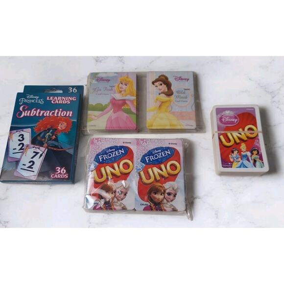 Disney | Toys | Disney Princess Card Lot Frozen Uno Old Maid Go Fish ...